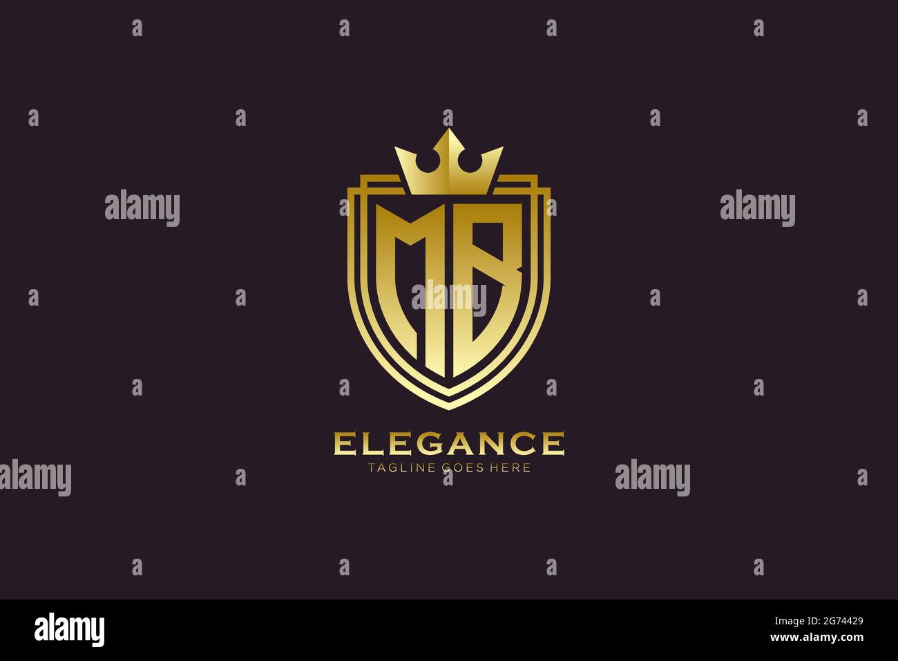 MB elegant luxury monogram logo or badge template with scrolls and ...