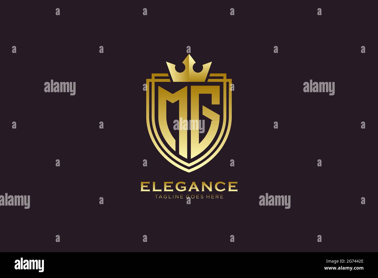 MG elegant luxury monogram logo or badge template with scrolls and ...