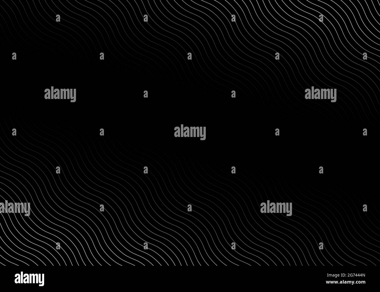 Abstract wave lines white color pattern on black background with space ...