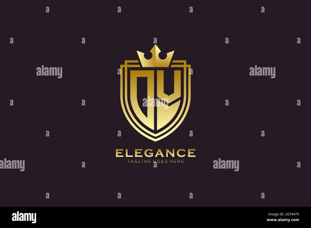 OV elegant luxury monogram logo or badge template with scrolls and ...