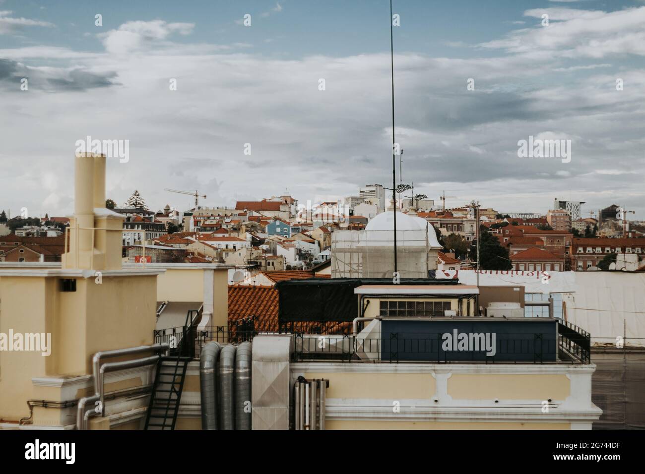 A beautiful Lisbon coastal city, the capital of Portugal with pastel ...