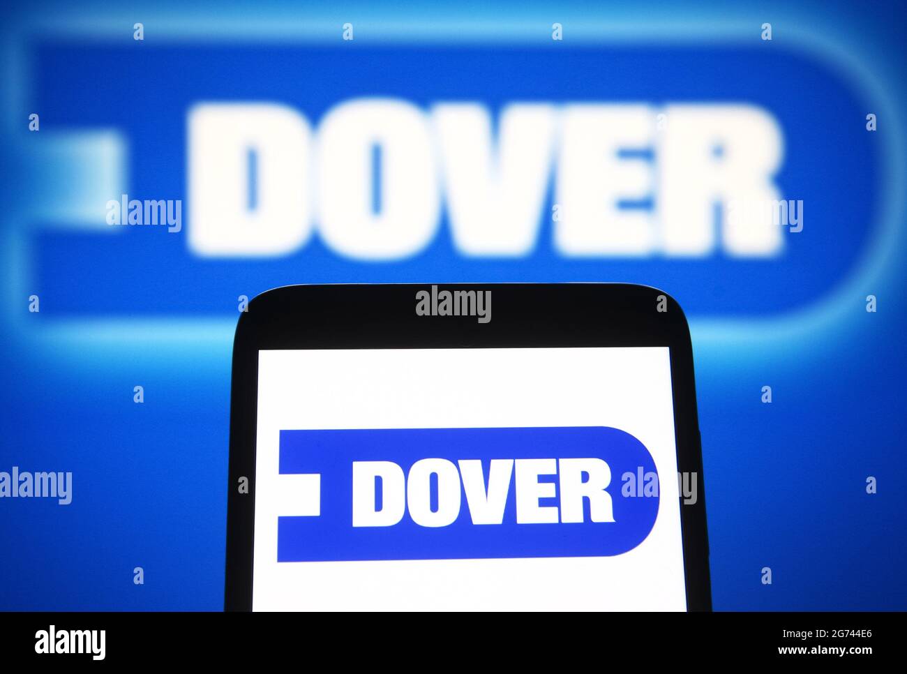 In this photo illustration, Dover Corporation logo seen on a smartphone ...
