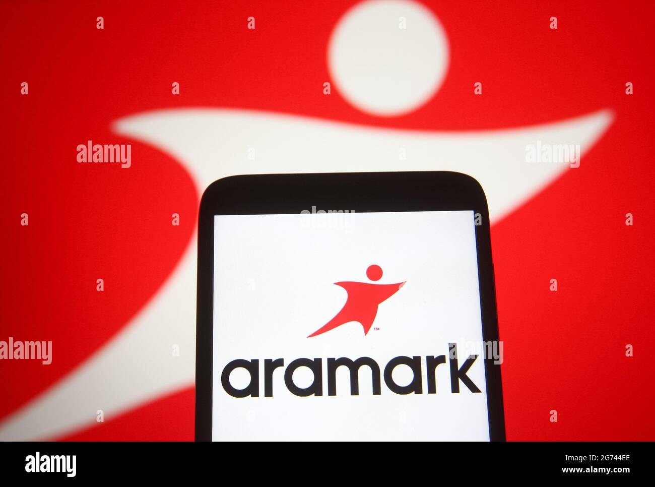 In this photo illustration, Aramark (Aramark Corporation) logo seen on ...