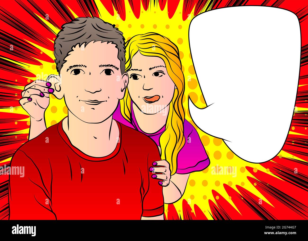 Woman pulling on her boyfriend's ears. Fun or punishment concept ...