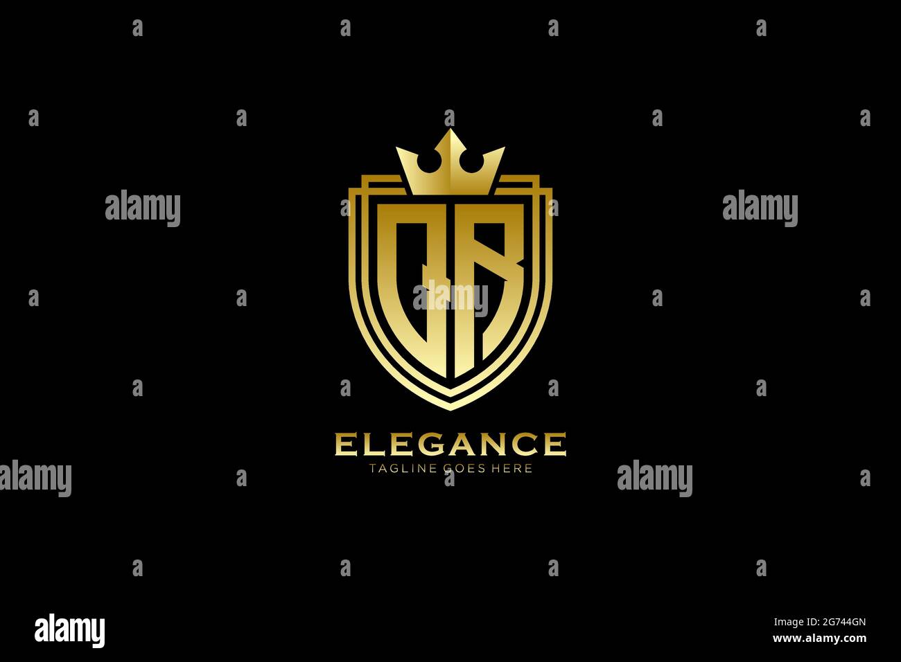 QR elegant luxury monogram logo or badge template with scrolls and ...