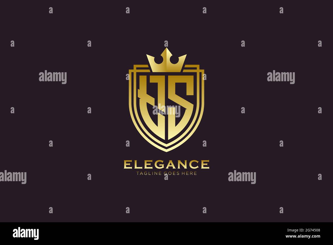 TS elegant luxury monogram logo or badge template with scrolls and ...