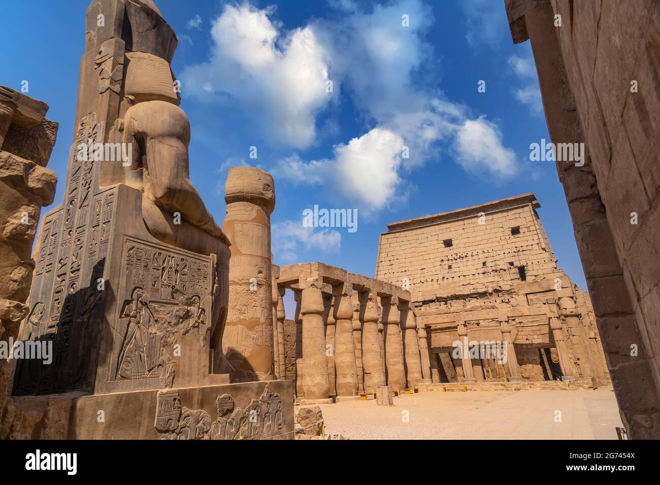 the sculptures of pharaohs in the Egyptian Temple of Luxor and its ...