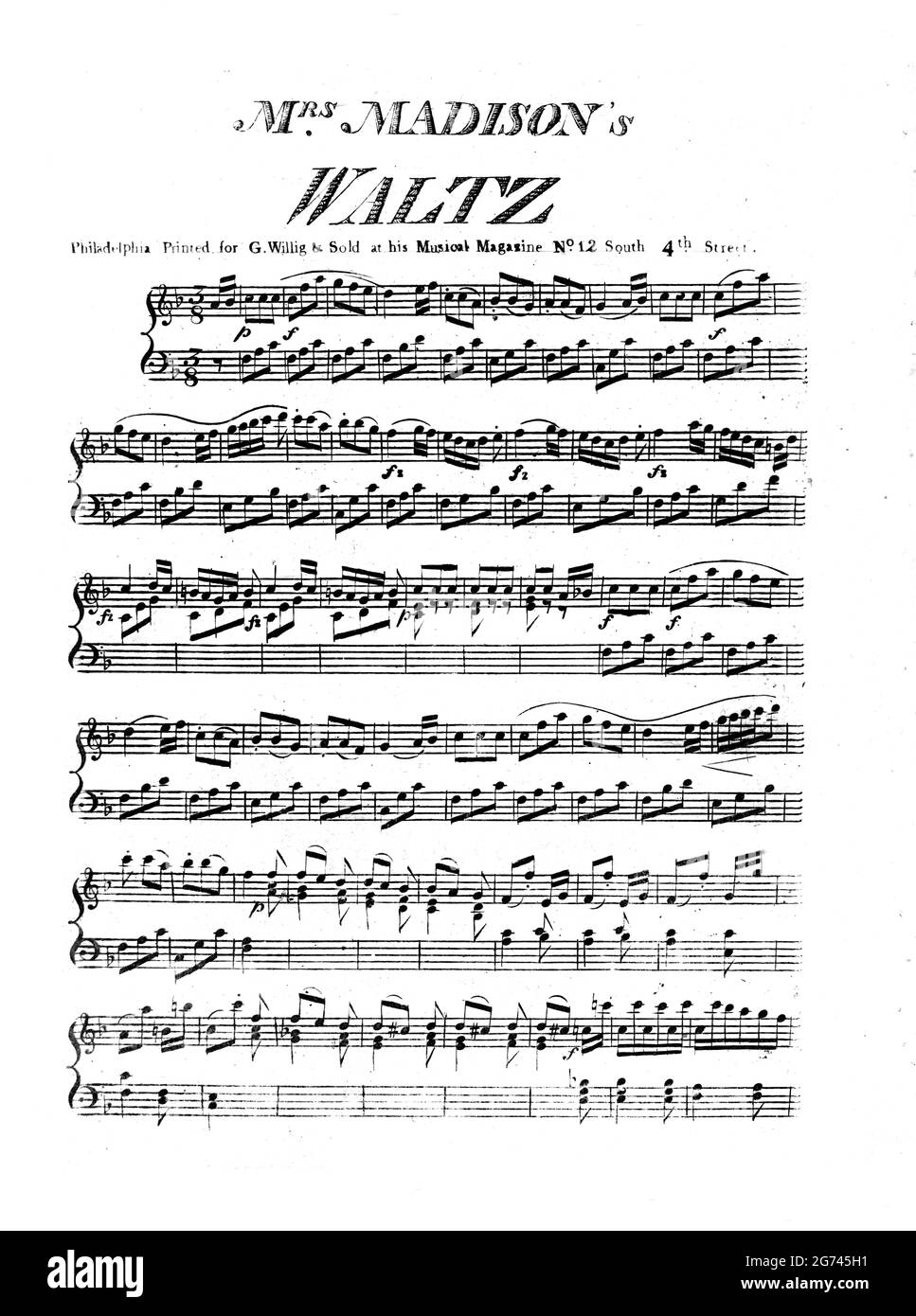 Mrs. Madison's Waltz, x. 1811 SHEET MUSIC Stock Photo - Alamy