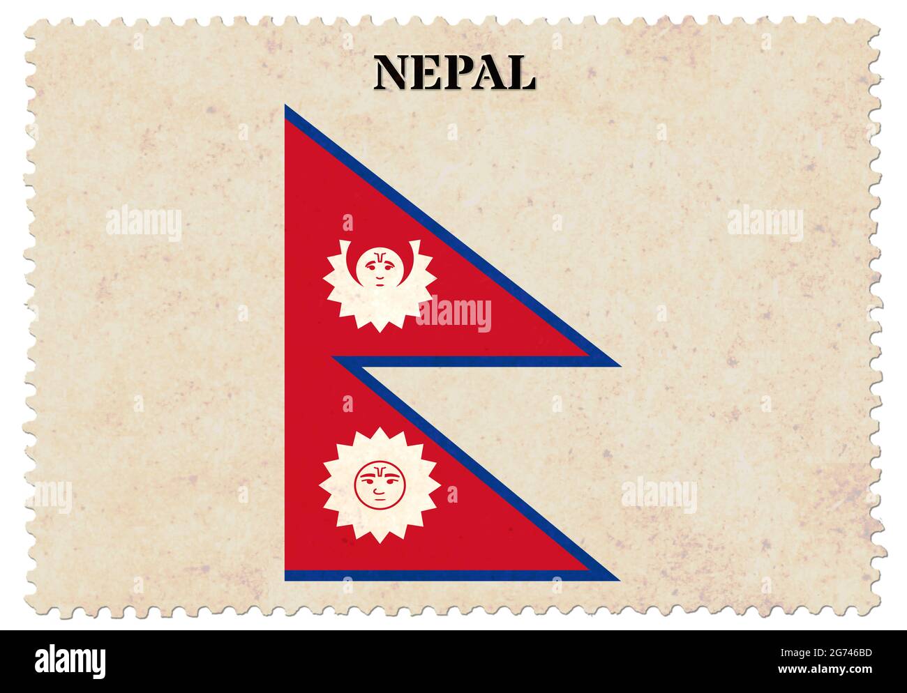 Nepal flag Postage stamp isolated on white background with clipping ...