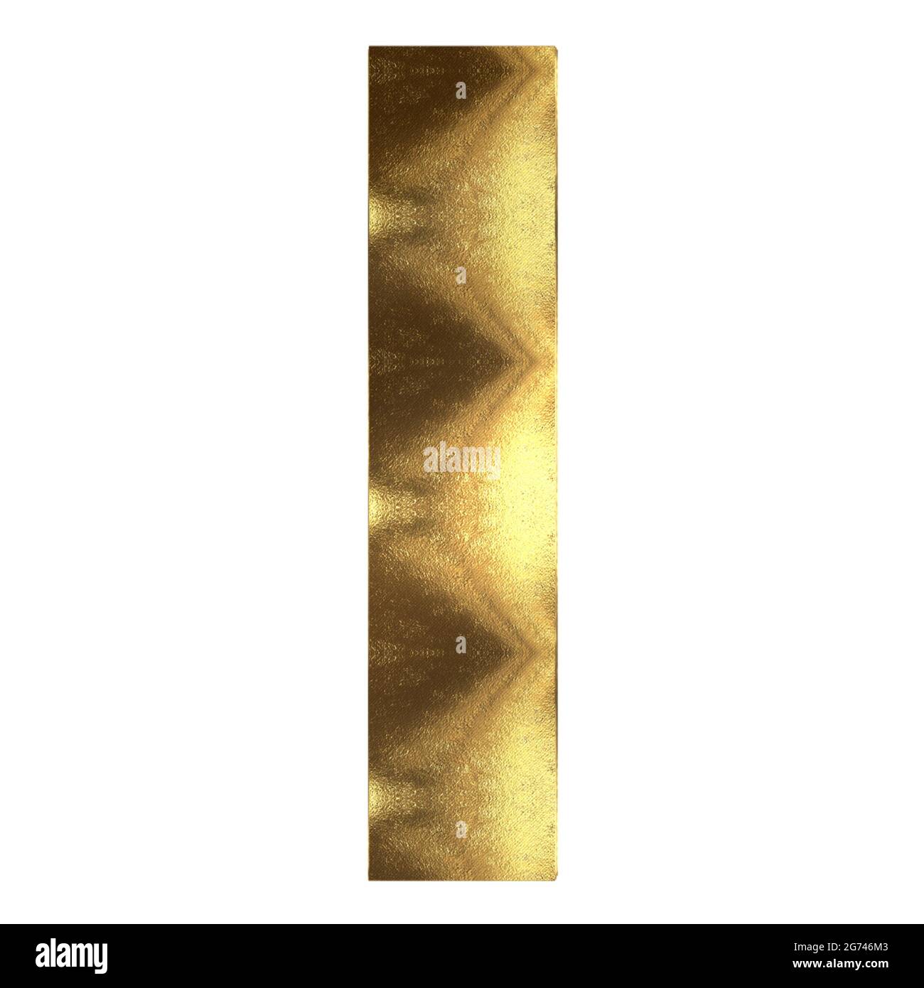 A 3D rendering of a golden metal alphabet letter I isolated on a white ...