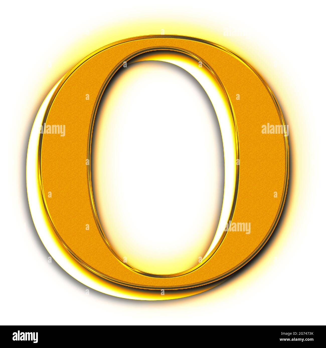 A 3D rendering of a golden alphabet letter isolated on a white ...