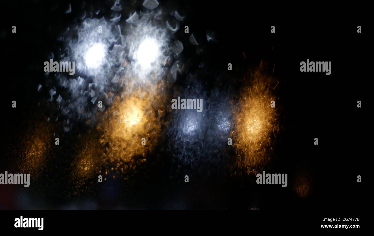 The dim street lights at night with black background Stock Photo - Alamy