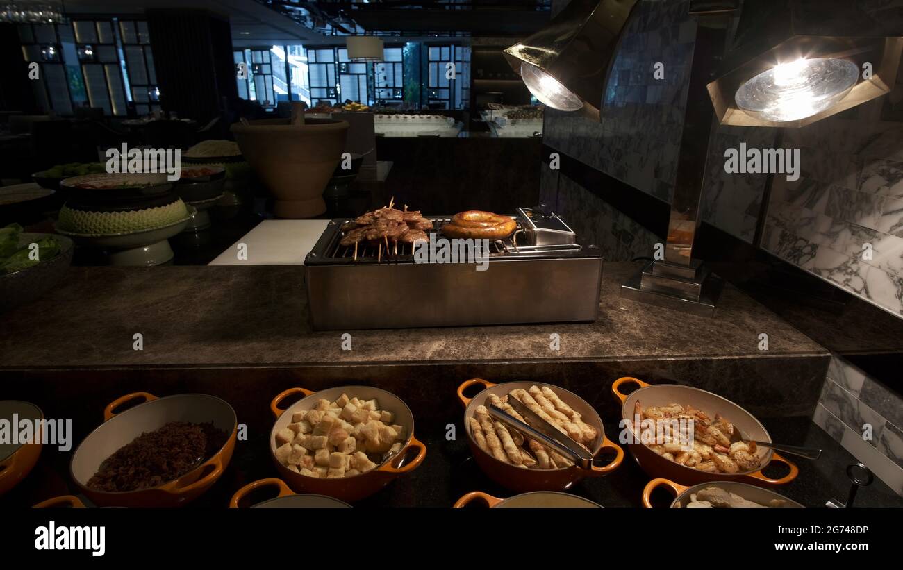 Food All You Can Eat serving station buffet Stock Photo - Alamy