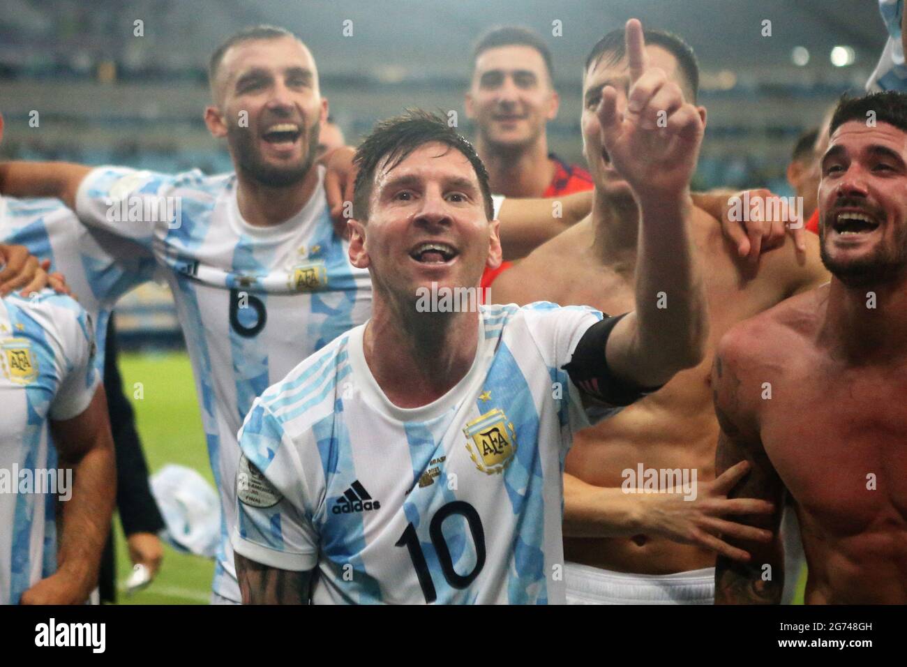 Lionel Messi - Argentina teammates celebrate after the Copa America ...