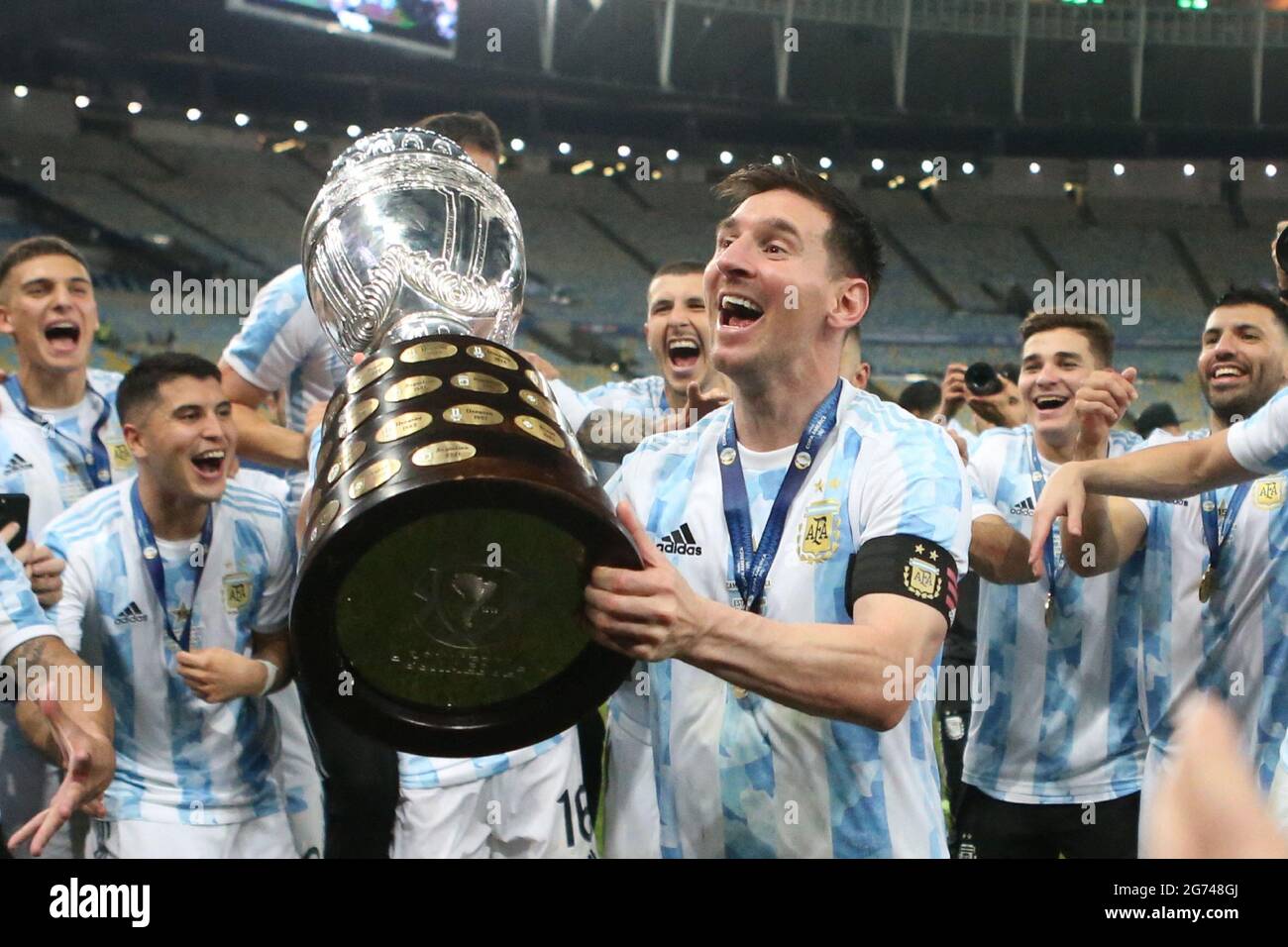 Lionel Messi - Argentina teammates celebrate after the Copa America ...