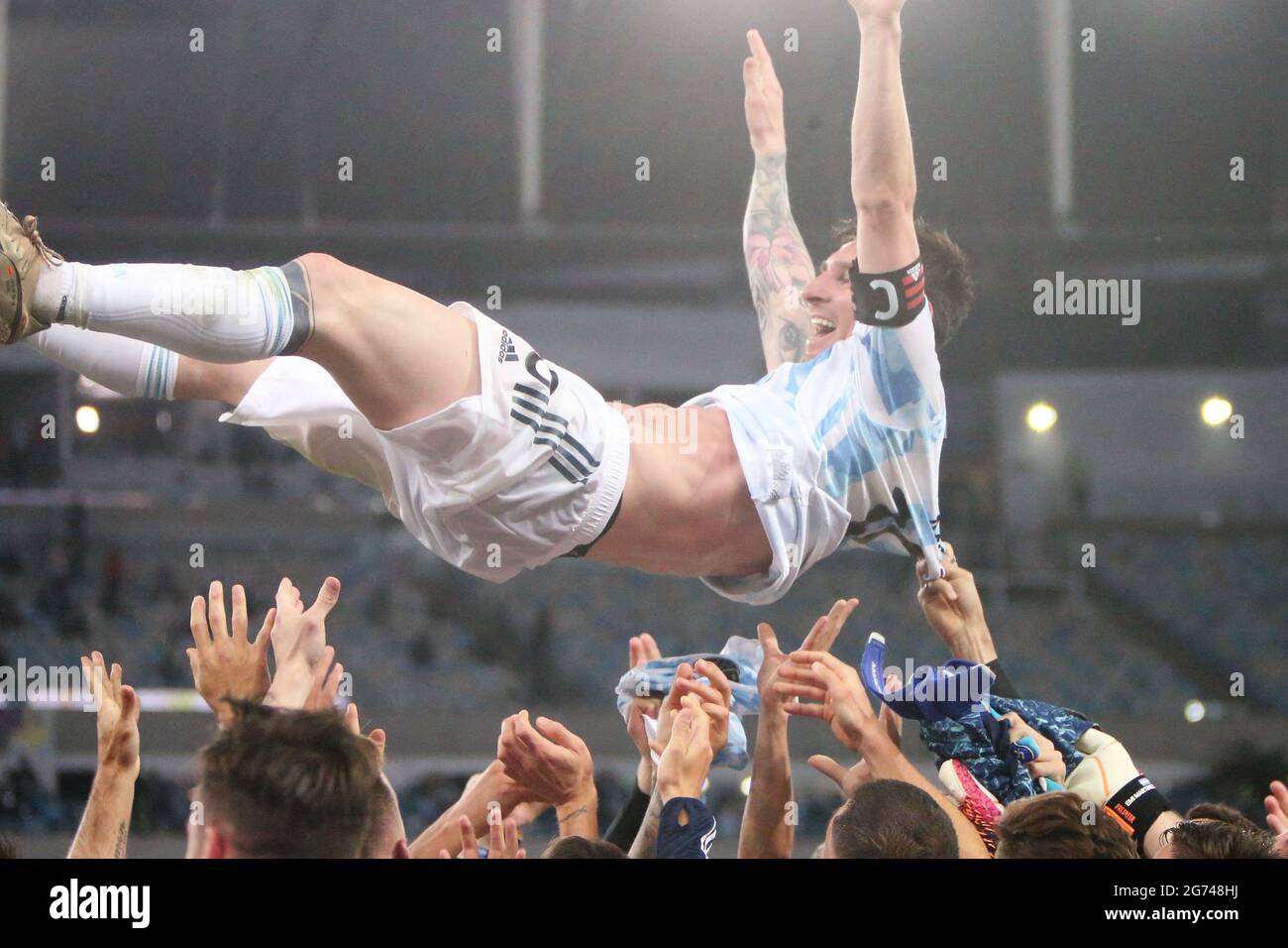 Lionel Messi - Argentina teammates celebrate after the Copa America ...
