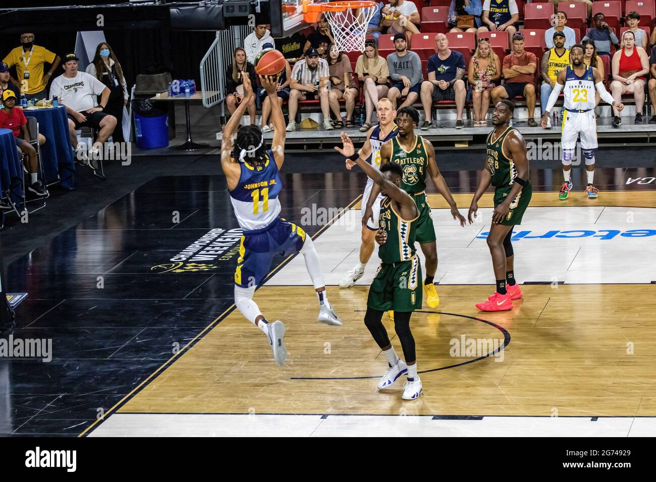 Edmonton, Canada. 08th July, 2021. Marlon Johnson (11) of Edmonton ...
