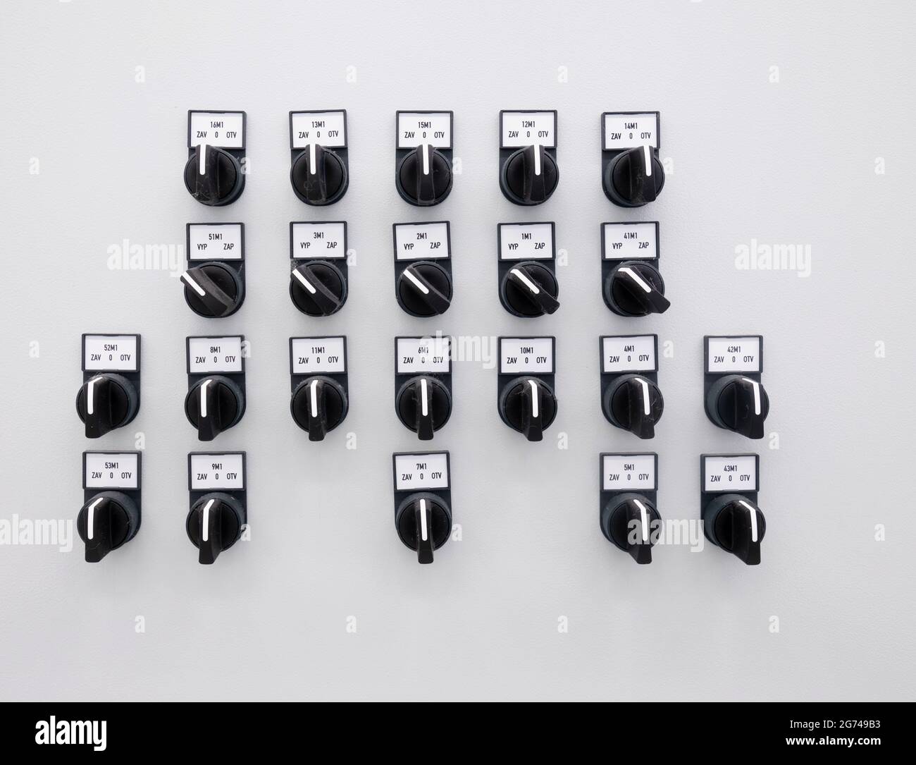 Industry factory control panel with switches and indicators. Control ...