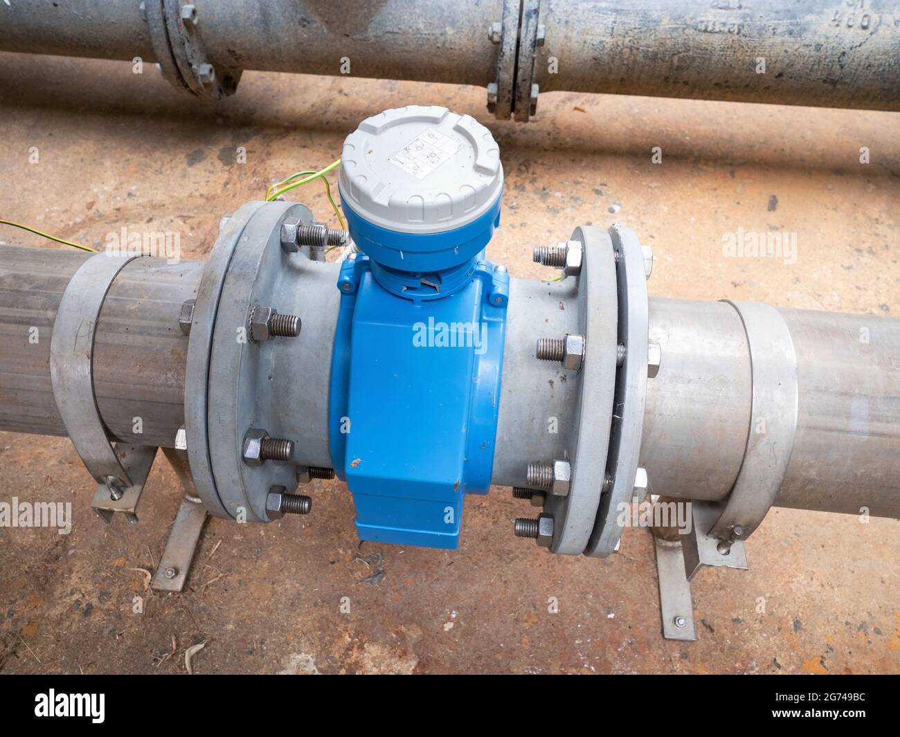 Sealed flow meter on pipes in the chemical industry. Underground ...
