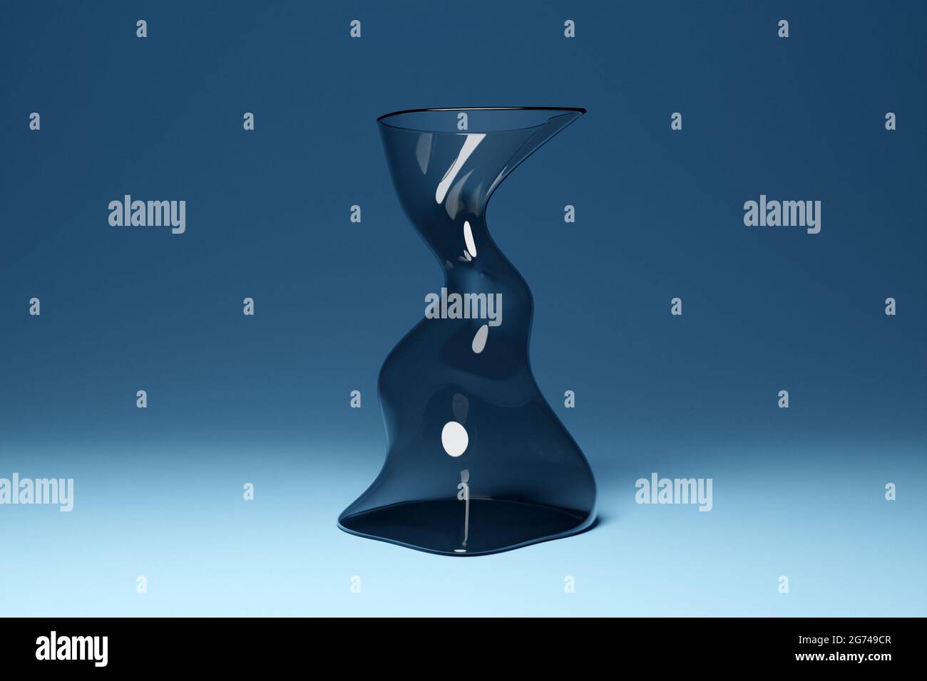 3D illustration of a glass transparent pipe of an unusual shape, bent ...