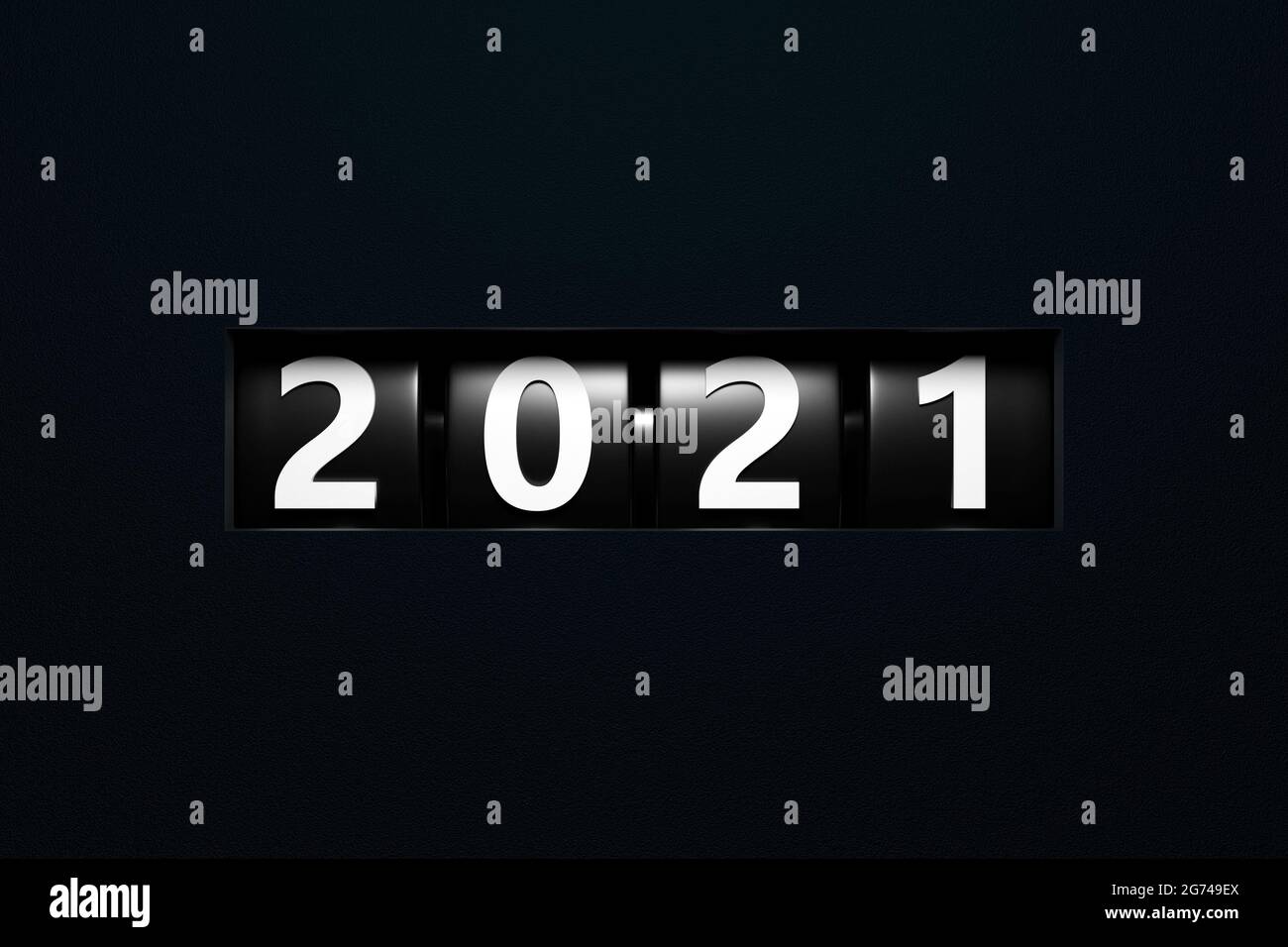 3D illustration early 2021 sign or symbol, black rectangular shape ...