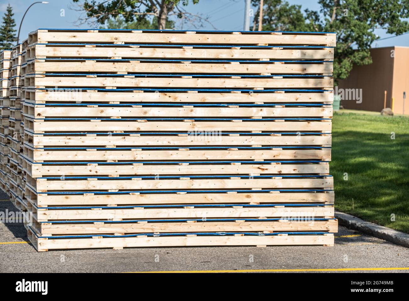 Wood Pallets at Factory ready for Shipping to Clients Stock Photo - Alamy