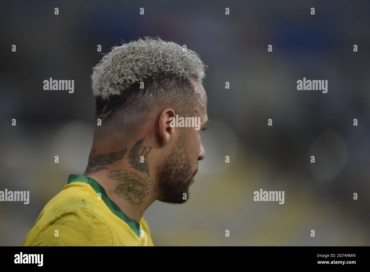 Rio de Janeiro-Brazil, July 10, 2021, the Copa America de Futebol Argentina and Brazil at ...