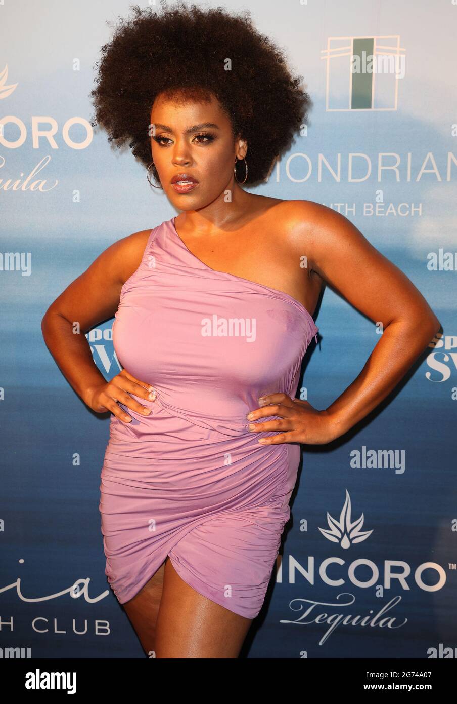 MIAMI, FLORIDA - JULY 10: Natalie Gage poses backstage during 2021 ...