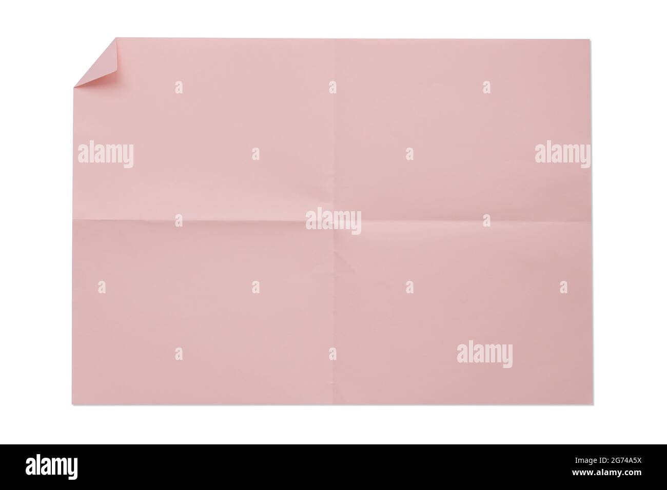 Pink color blank 4A folded paper isolated on white background Stock ...