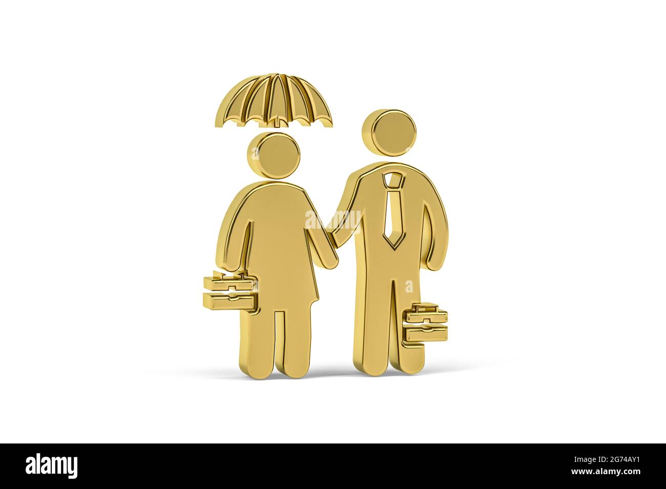 Golden 3d insurance broker icon isolated on white background - 3d ...