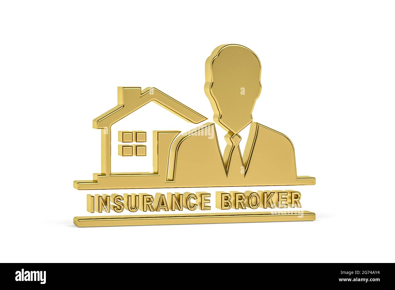 Golden 3d insurance broker icon isolated on white background - 3d ...