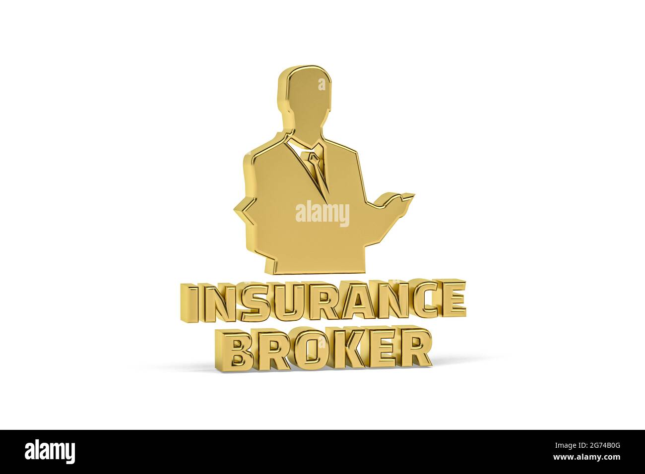 Golden 3d insurance broker icon isolated on white background - 3d ...