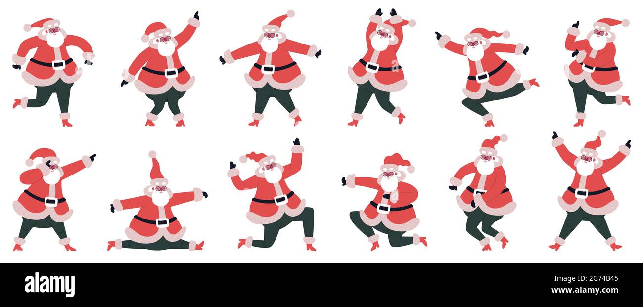 Dancing Santa Claus. Funny cartoon Santa Claus dancing and jumping ...