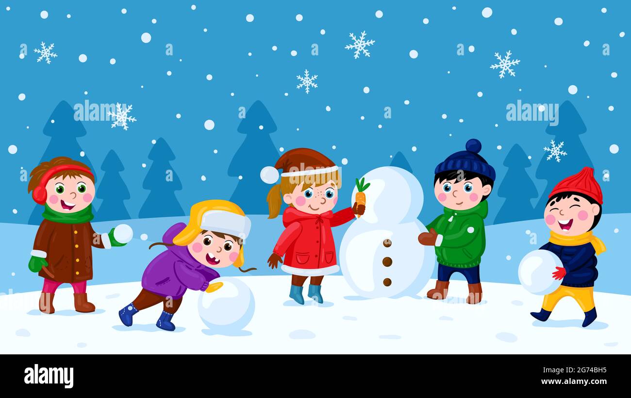 Kids outside christmas Stock Vector Images - Alamy