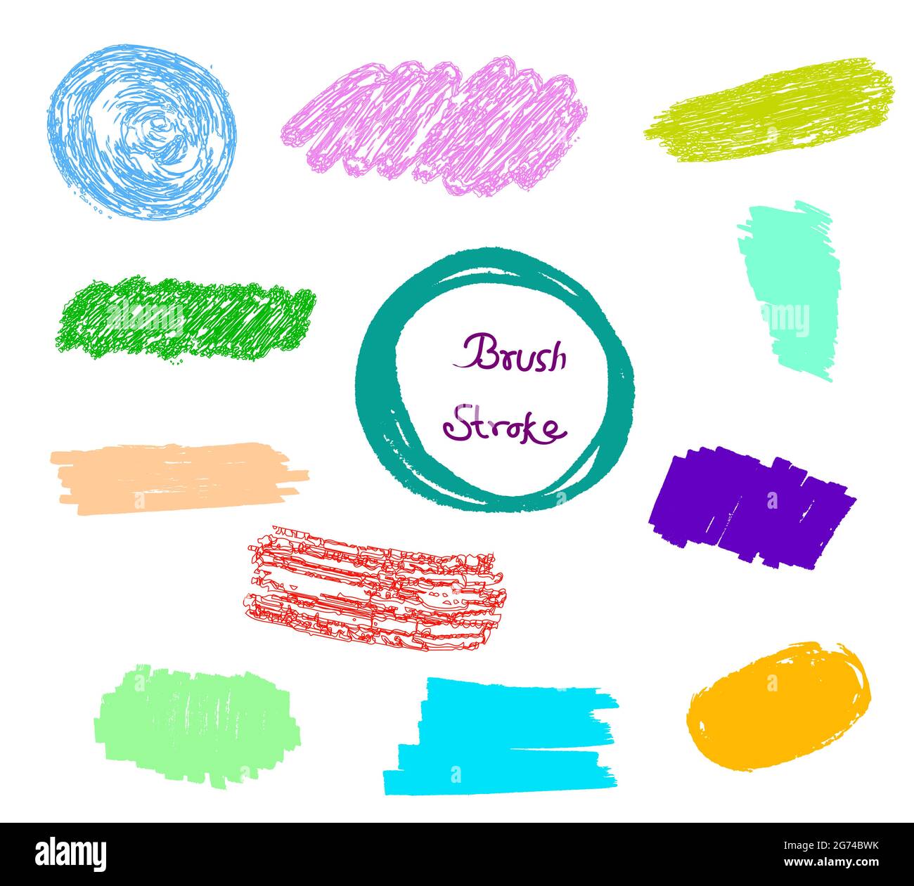 Colorful crayon strokes set. Brush stroke set Stock Vector Image & Art ...