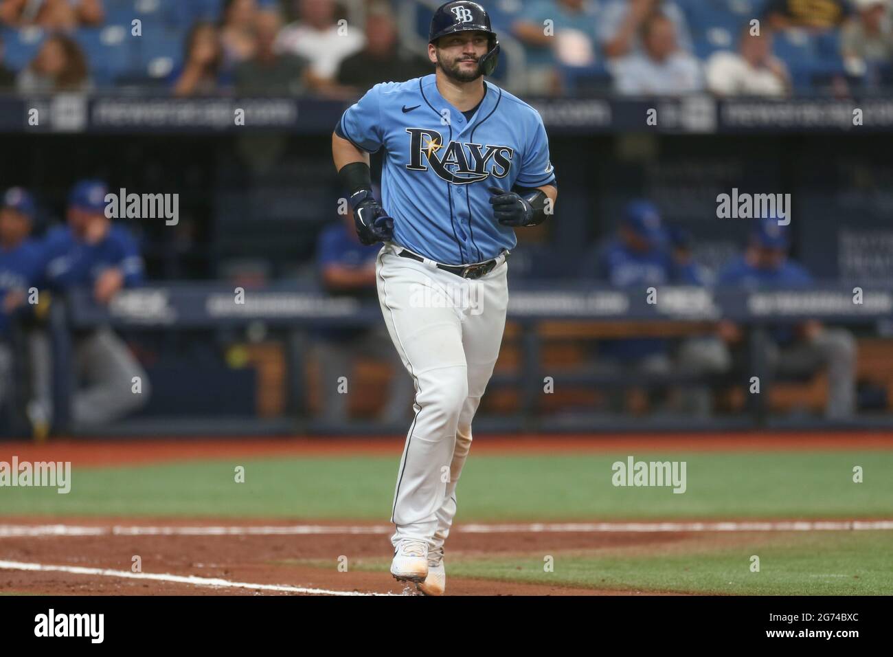 St. Petersburg, FL. USA; Tampa Bay Rays catcher Mike Zunino (10) draws ...