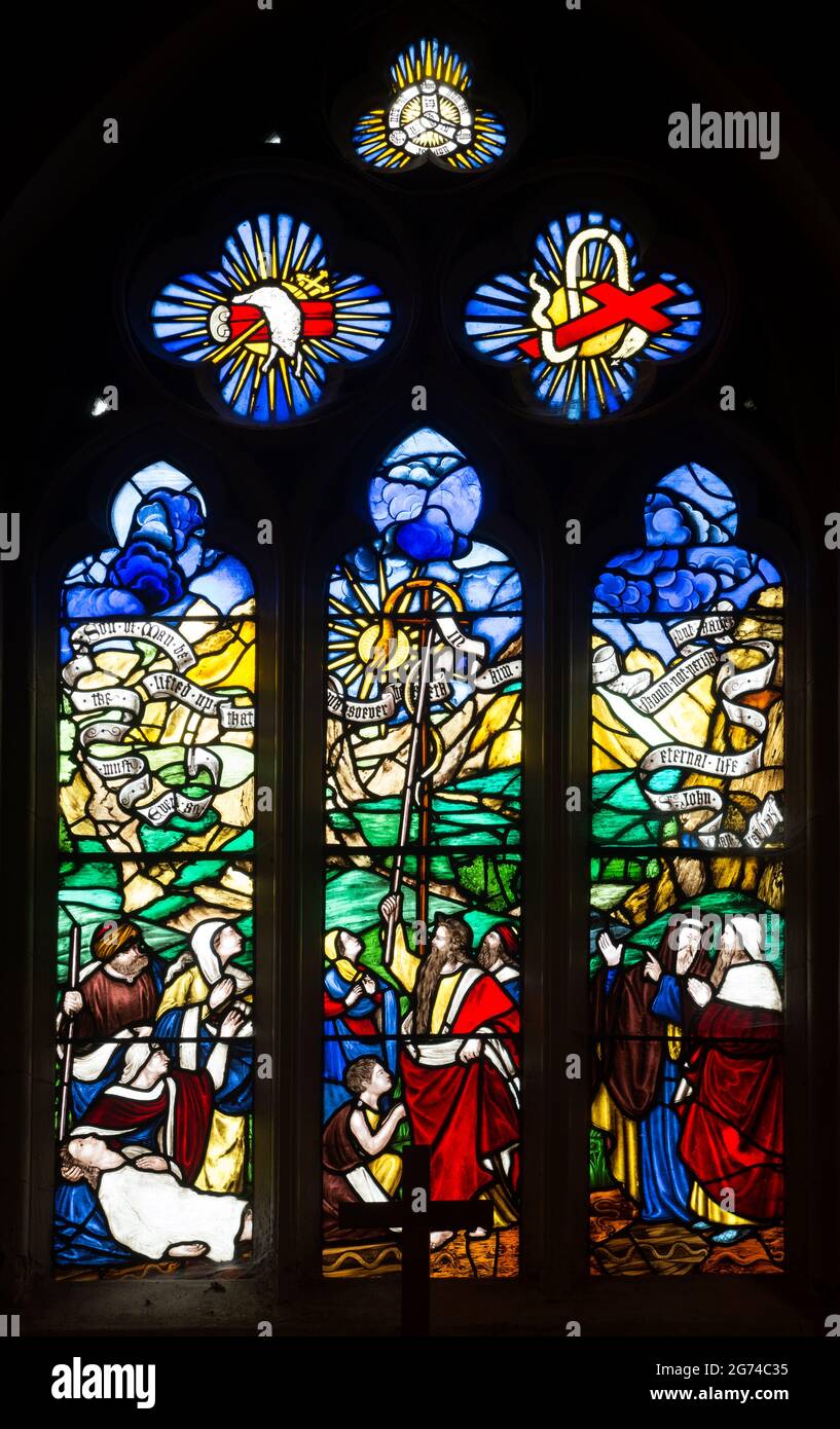Moses lifting up the serpent in the wilderness stained glass, St. Peter ...