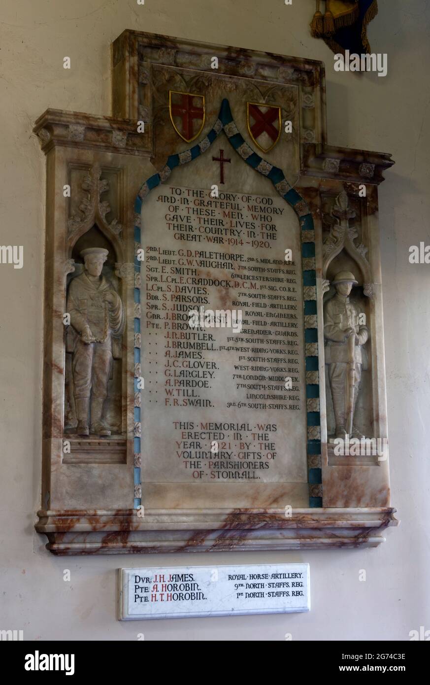 War memorial inside St. Peter`s Church, Stonnall, Staffordshire ...