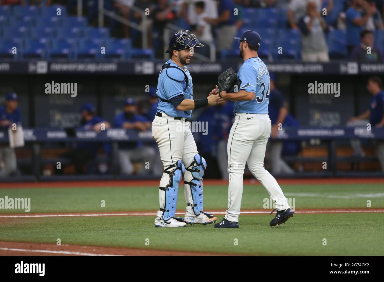 St. Petersburg, FL. USA Tampa Bay Rays catcher Mike Zunino (10) shakes ...