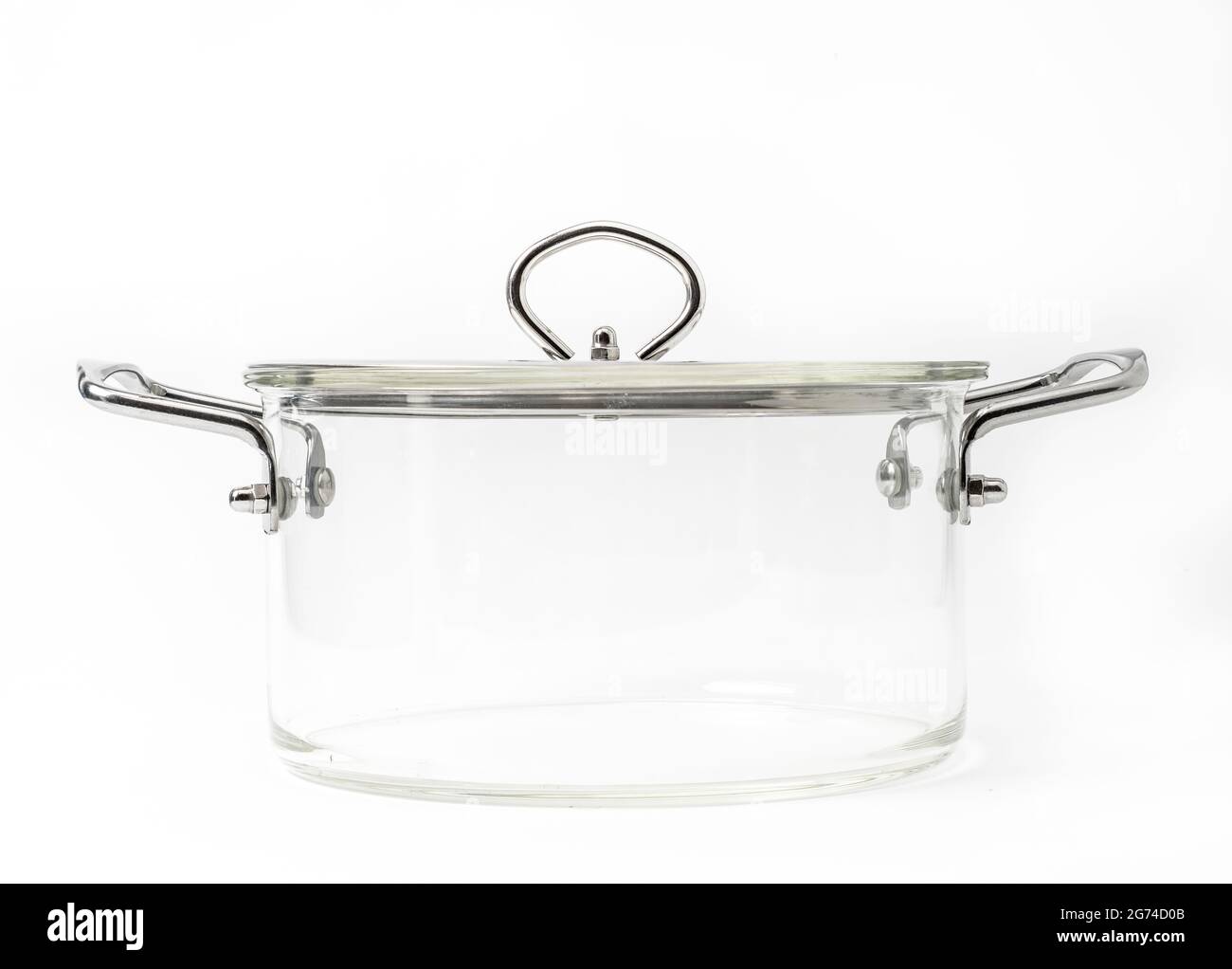 Beautiful glass pot with stainless steel handle, glass lid with ...