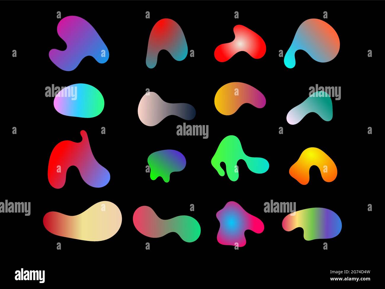 Fluid liquid gradient color abstract geometric shapes set. Fluid ...