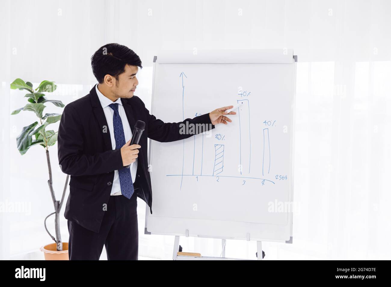 Smart Asian businessman sale presentation with confident in office ...