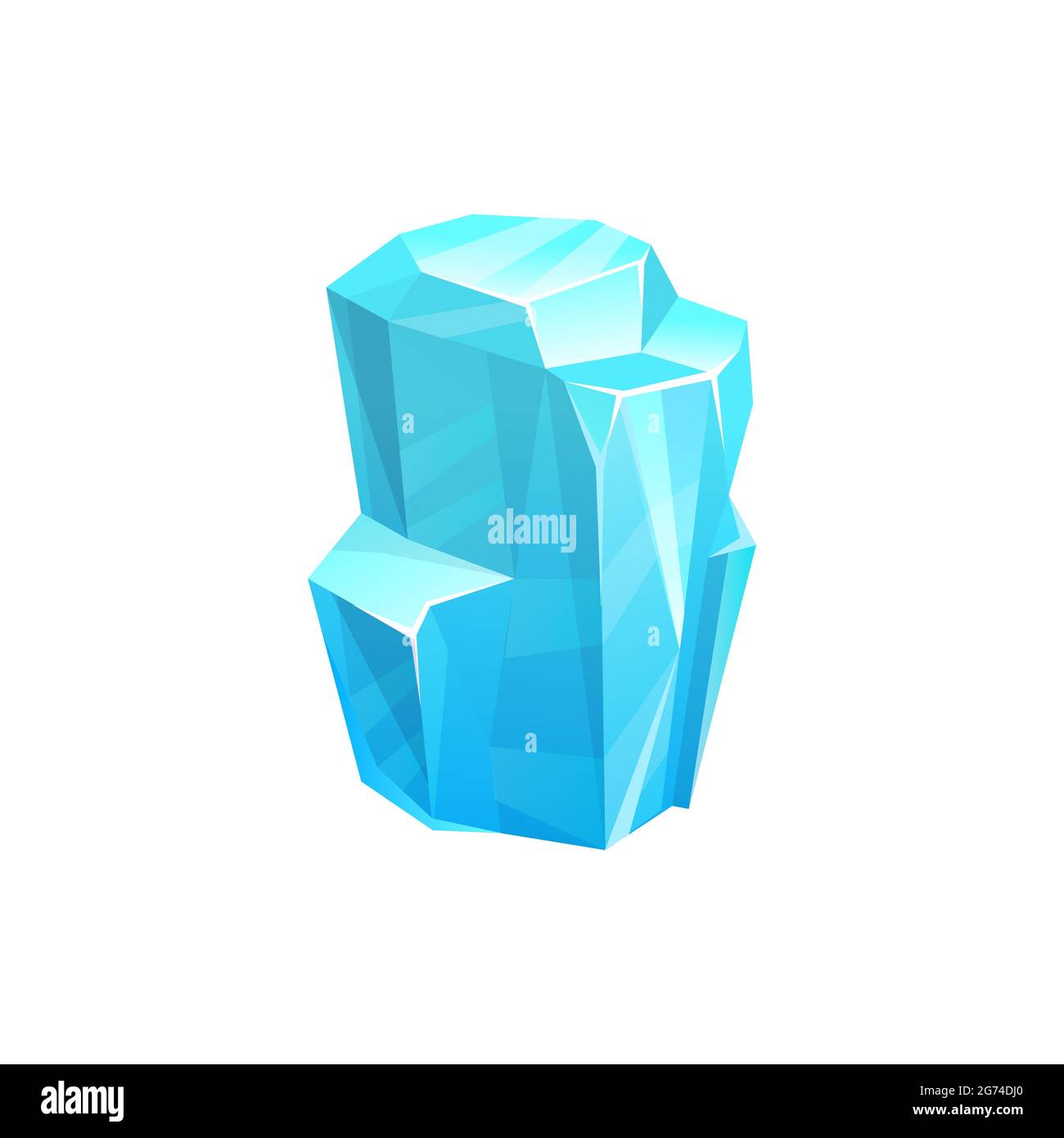 Ice crystal or iceberg, frozen glass or snow glacier rock, vector icon ...