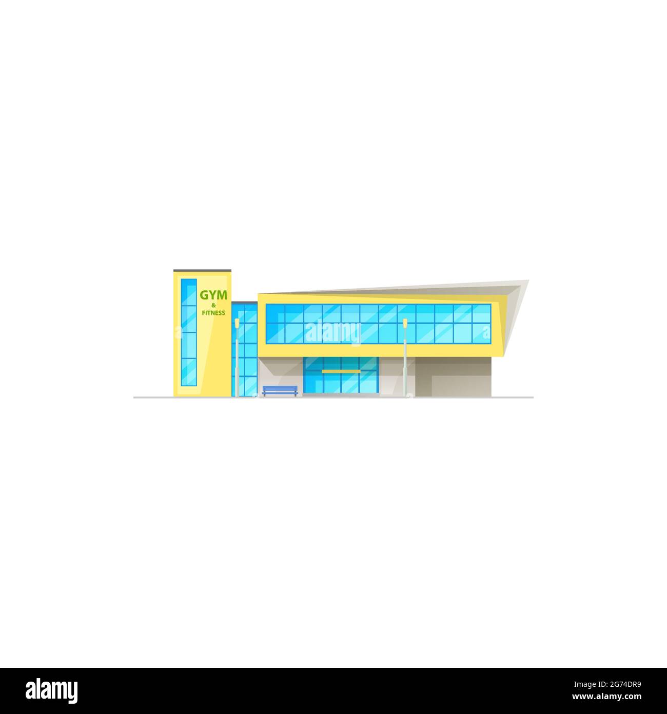 Gym or fitness club and sport center building icon, vector architecture ...