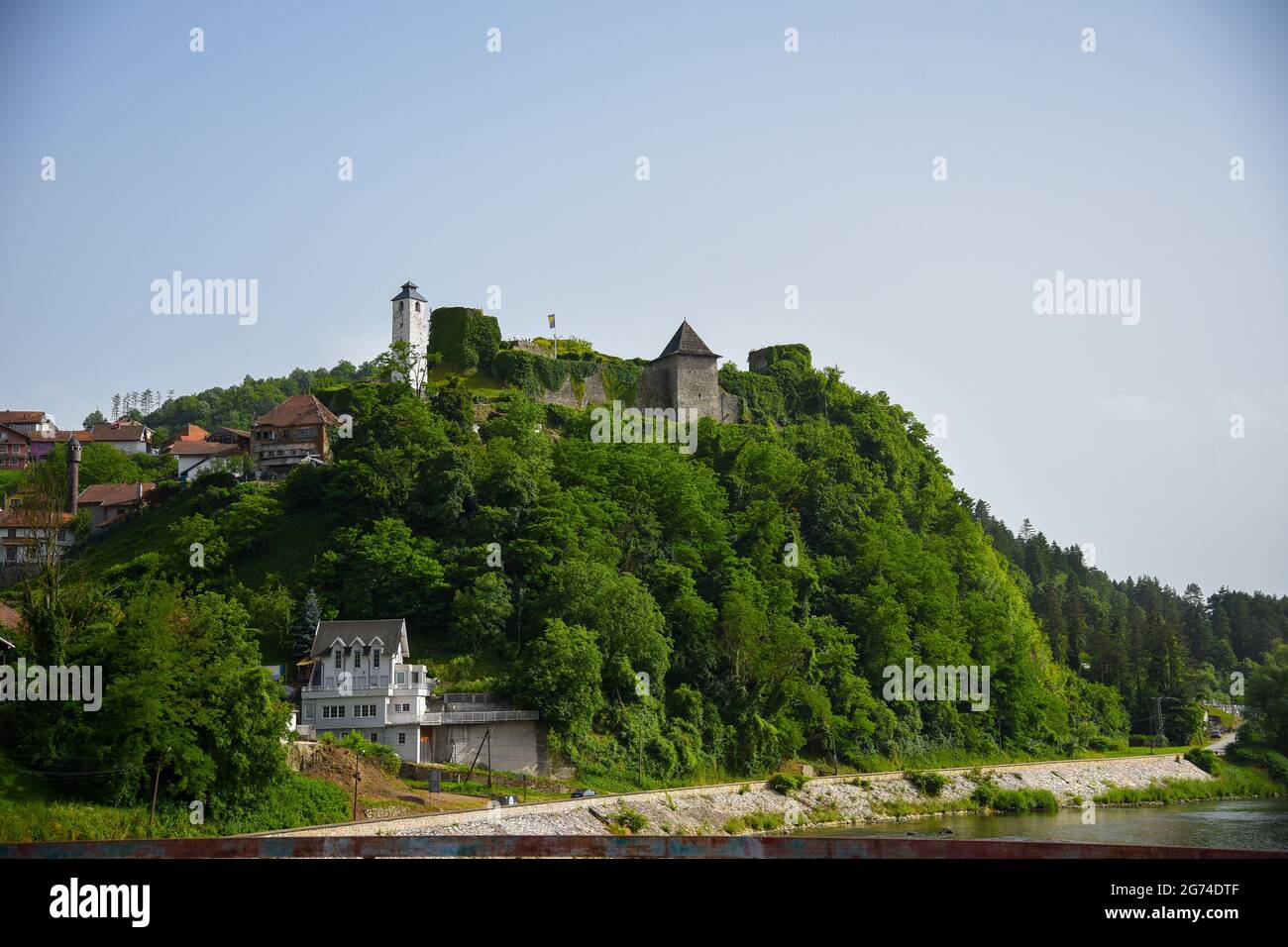 Maglaj, Old town, view of the beautiful Mosque Kursumlija, City ...