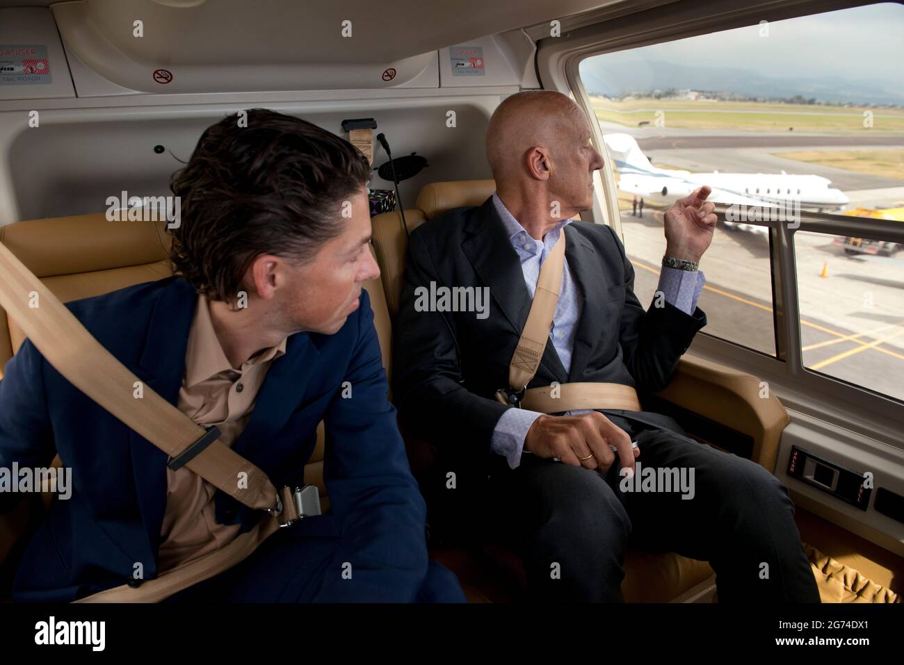 Architects Norman Foster and Fernando Romero during a helicopter ride ...