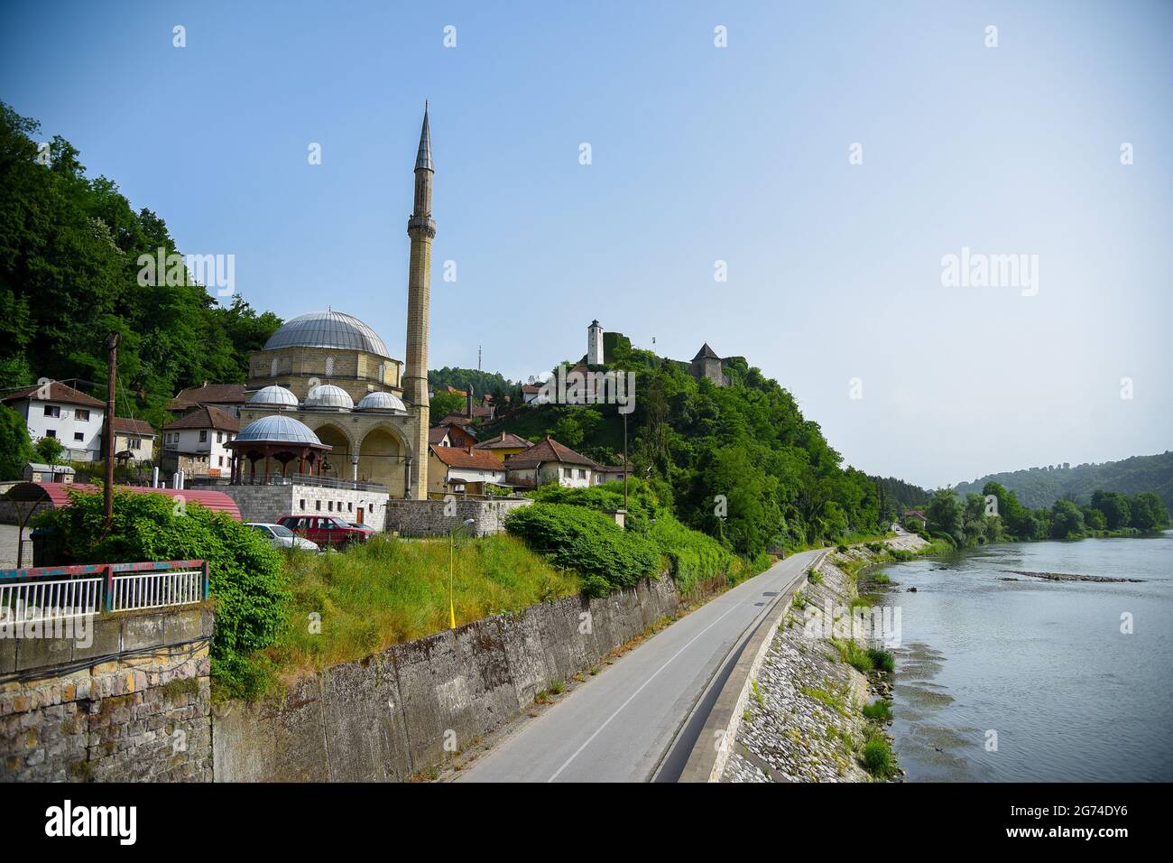 Maglaj, Old town, view of the beautiful Mosque Kursumlija, City ...