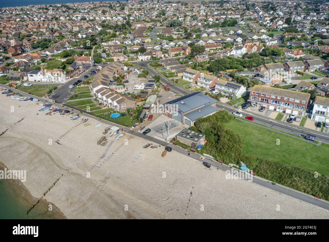 Aerial photo of the the Selsey Lifeboat Station operated by the RNLI on ...