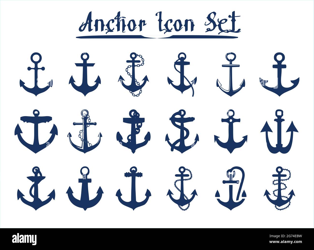x;Blue anchor icon set for presentation, print, website, apps Stock ...