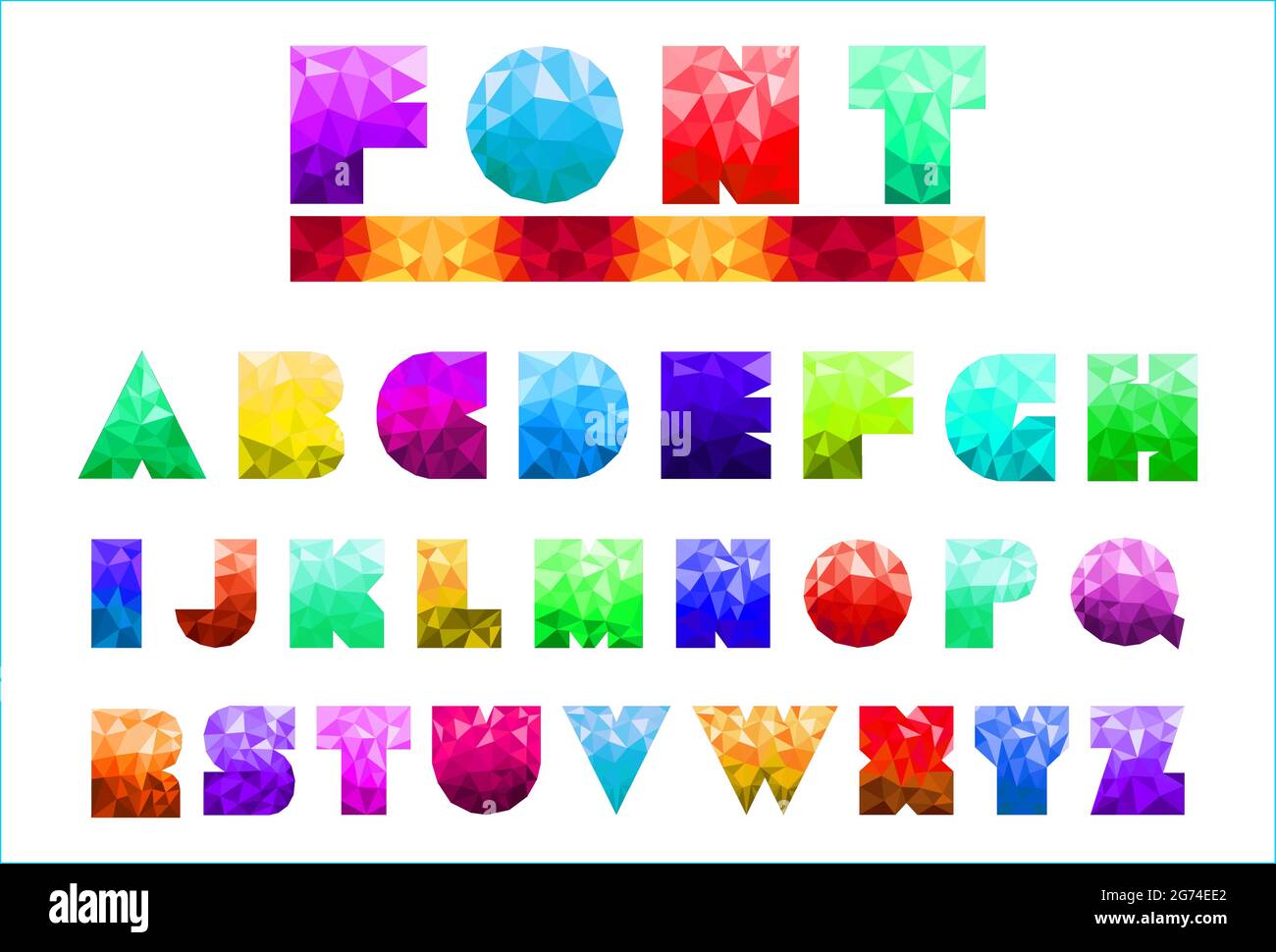 Low poly alphabet font set in multicolor as graphics design elements ...